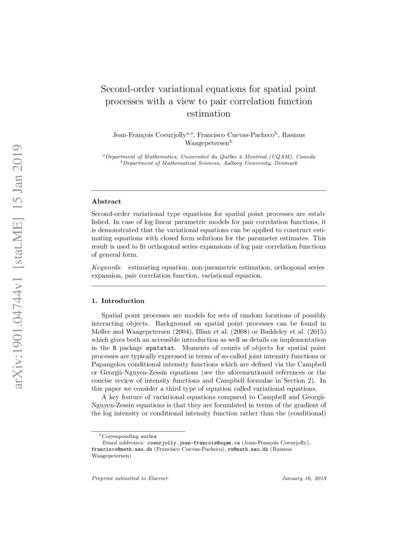 Second-order variational equations for spatial point processes with a view to pair correlation ...
