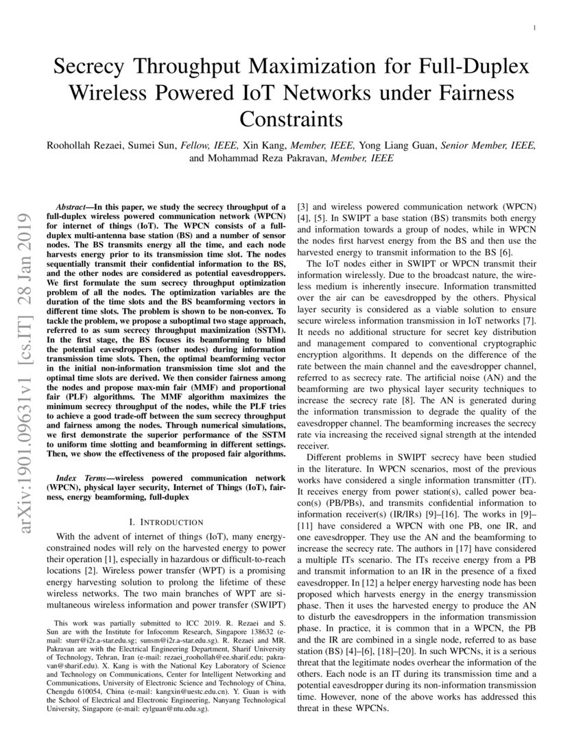 Secrecy Throughput Maximization For Full Duplex Wireless Powered Iot Networks Under Fairness