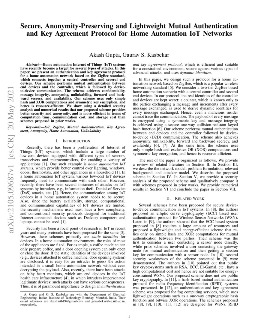 Secure Anonymity Preserving And Lightweight Mutual Authentication And