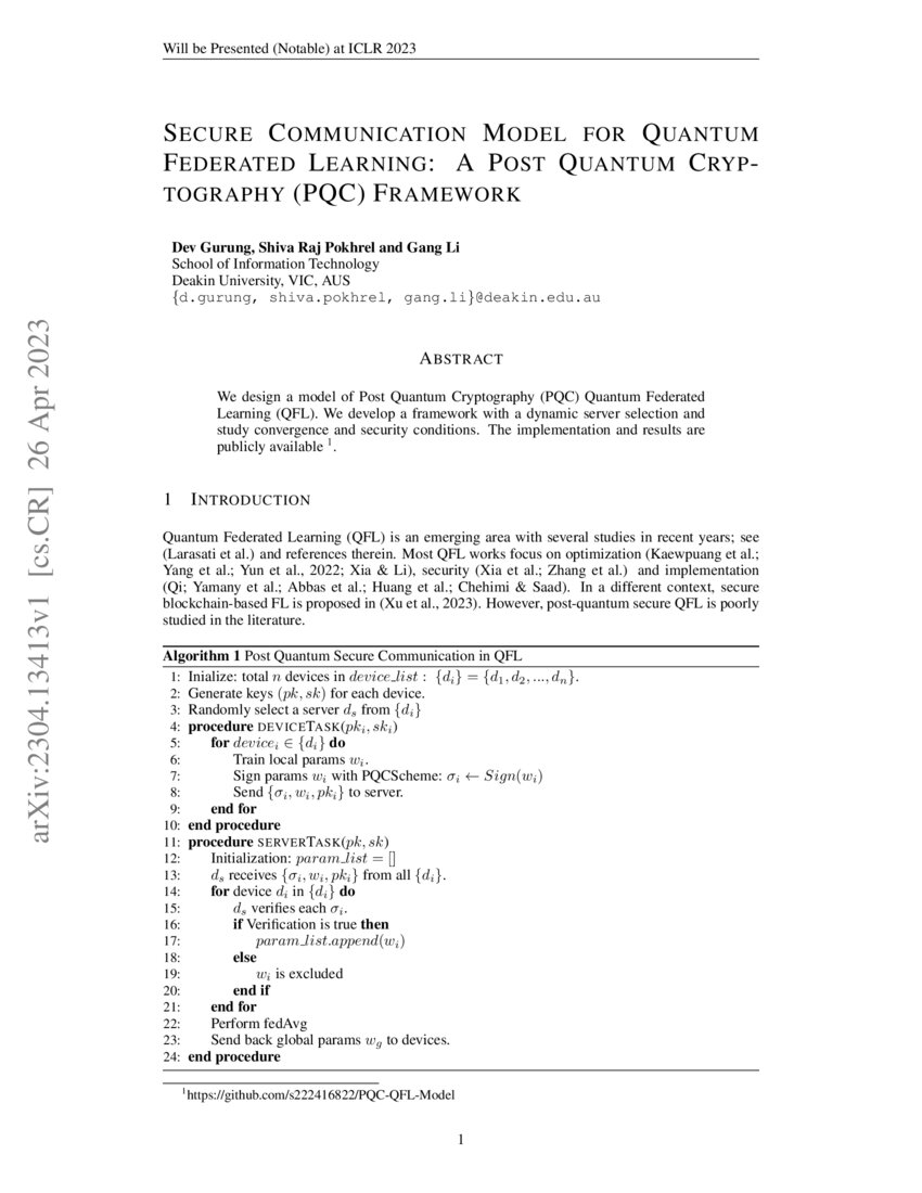 Secure Communication Model For Quantum Federated Learning A Post Quantum Cryptography Pqc