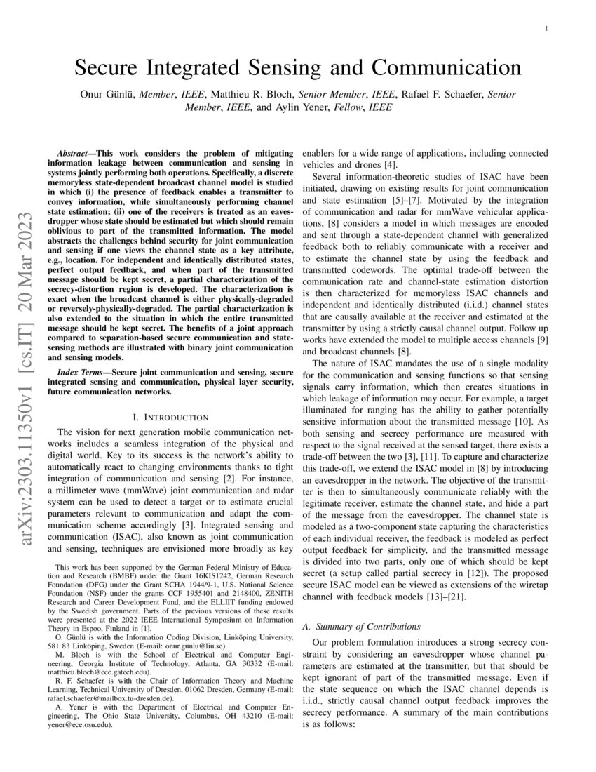 Secure Integrated Sensing And Communication Deepai