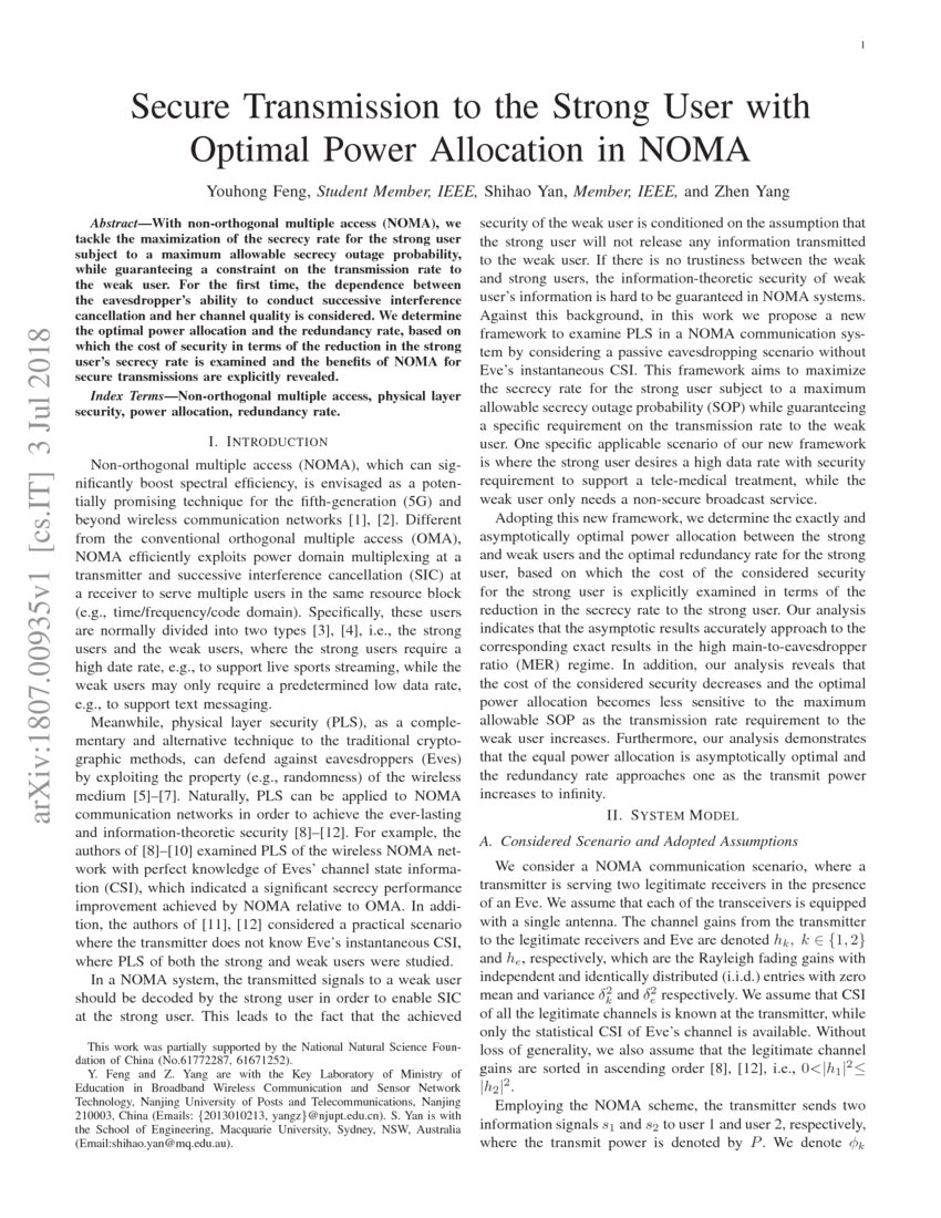 Secure Transmission to the Strong User with Optimal Power Allocation in ...