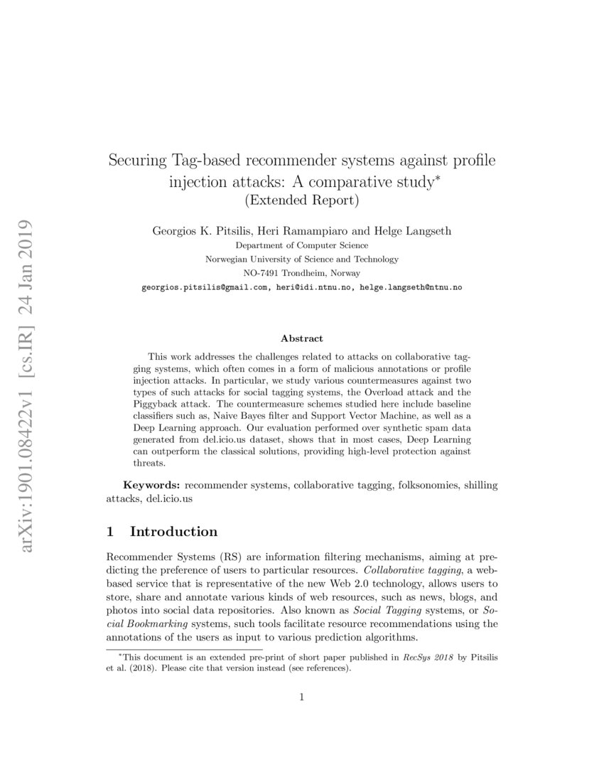 Securing Tag Based Recommender Systems Against Profile Injection