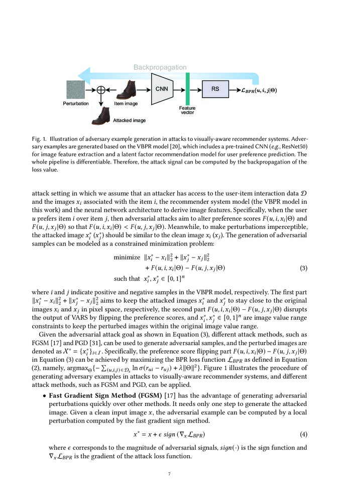 Securing Visually Aware Recommender Systems An Adversarial Image