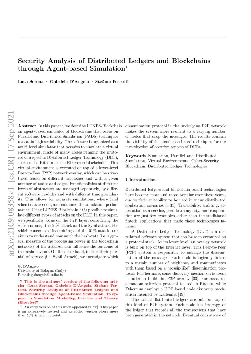 Security Analysis of Distributed Ledgers and Blockchains through Agent-based Simulation | DeepAI