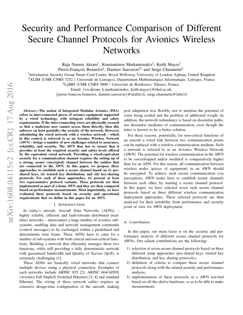 Security and Performance Comparison of Different Secure Channel ...