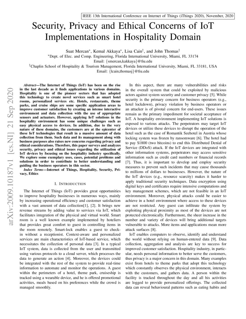Security, Privacy and Ethical Concerns of IoT Implementations in ...