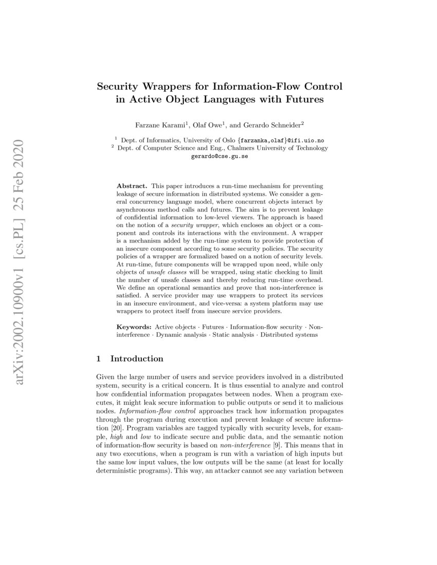 Security Wrappers for Information-Flow Control in Active Object ...