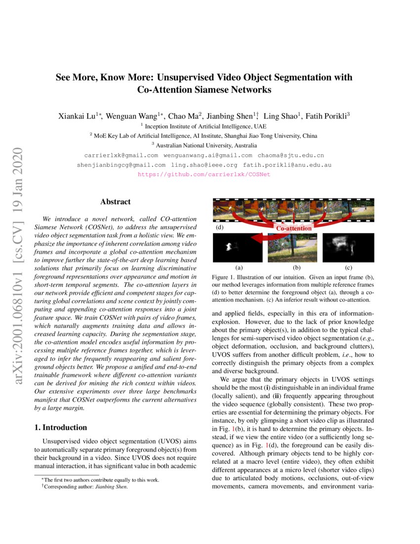 See More Know More Unsupervised Video Object Segmentation With Co Attention Siamese Networks