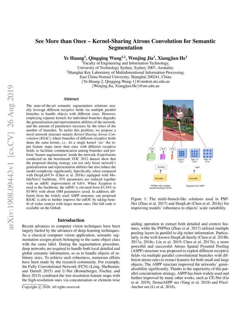 See More Than Once Kernel Sharing Atrous Convolution For Semantic