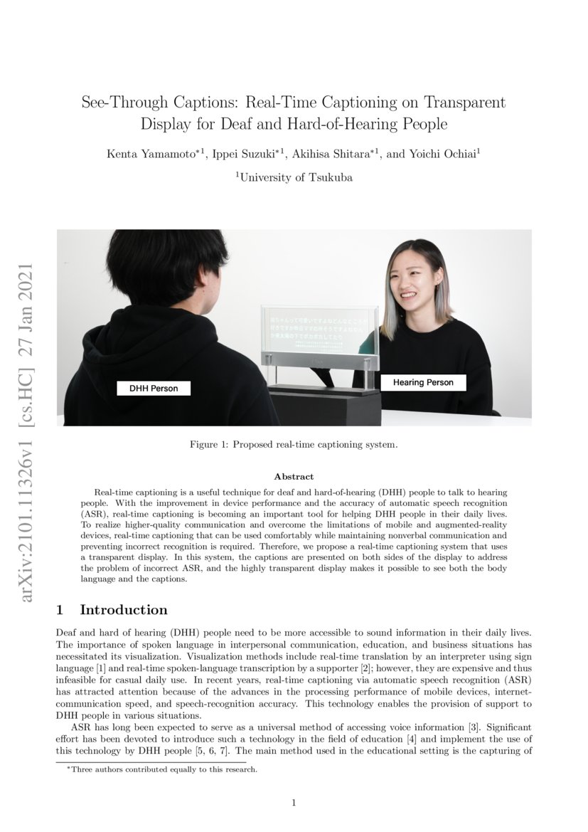See-Through Captions: Real-Time Captioning on Transparent Display for ...
