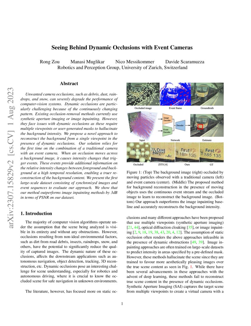 Seeing Behind Dynamic Occlusions with Event Cameras | DeepAI
