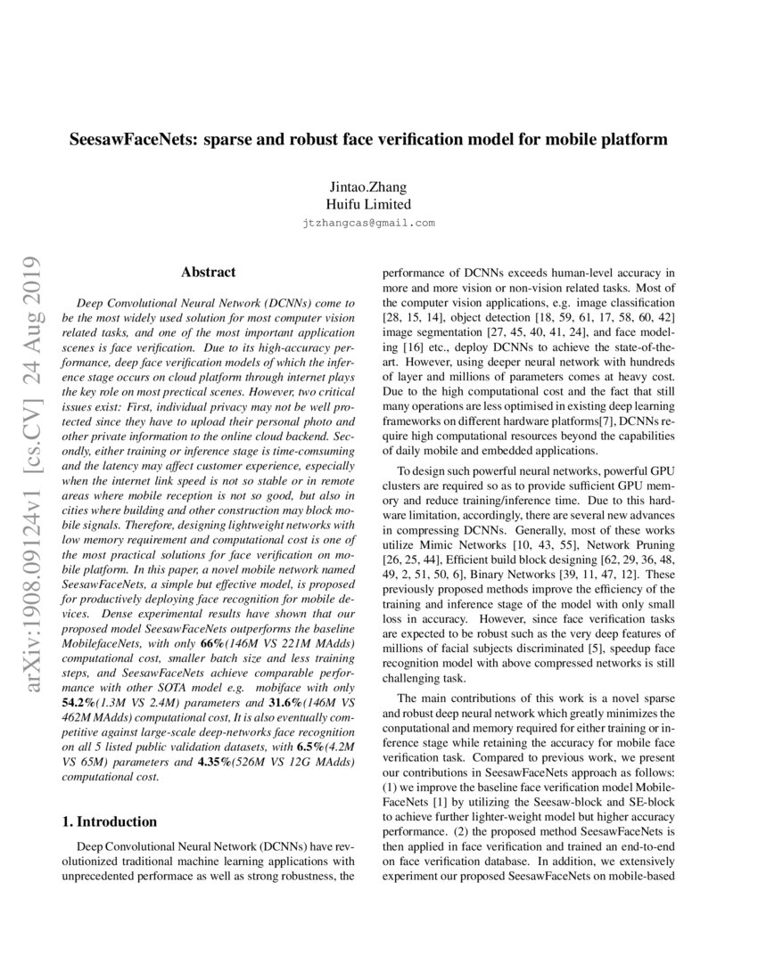 SeesawFaceNets: sparse and robust face verification model for mobile ...