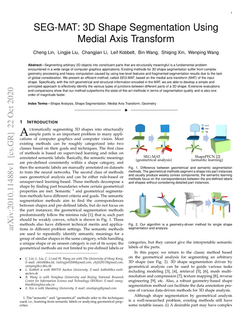 SEG-MAT: 3D Shape Segmentation Using Medial Axis Transform | DeepAI