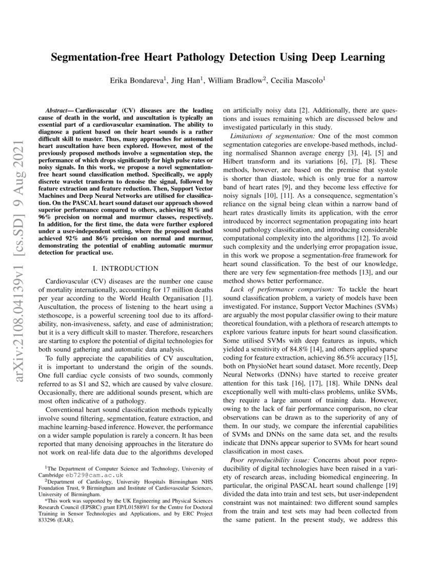 Segmentation-free Heart Pathology Detection Using Deep Learning | DeepAI