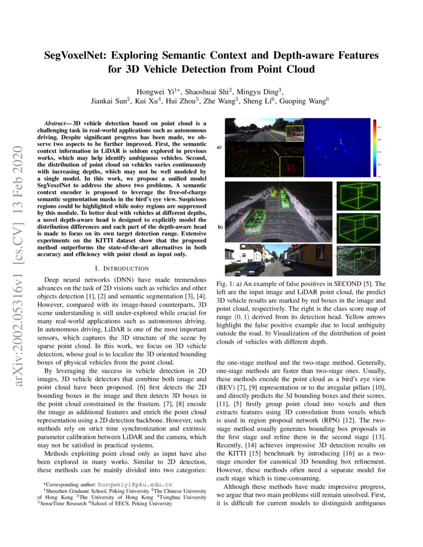 SegVoxelNet: Exploring Semantic Context and Depth-aware Features for 3D Vehicle Detection from ...