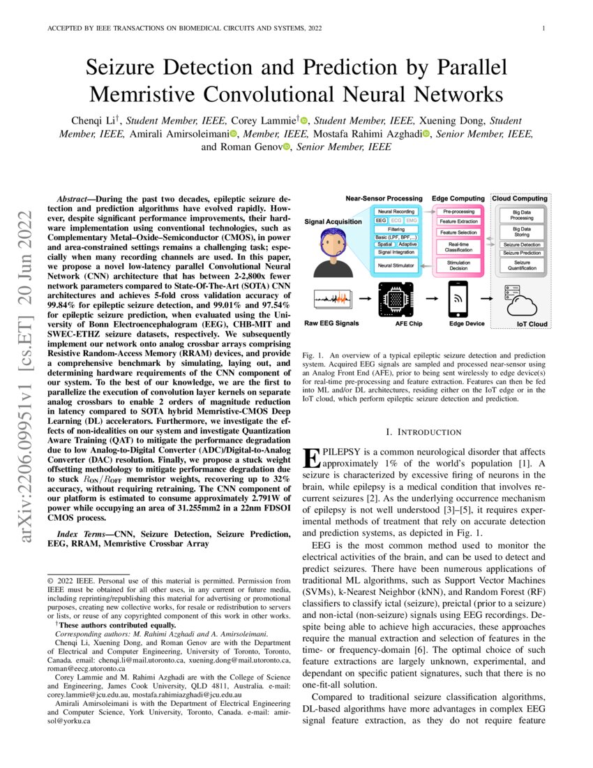 Seizure Detection And Prediction By Parallel Memristive Convolutional