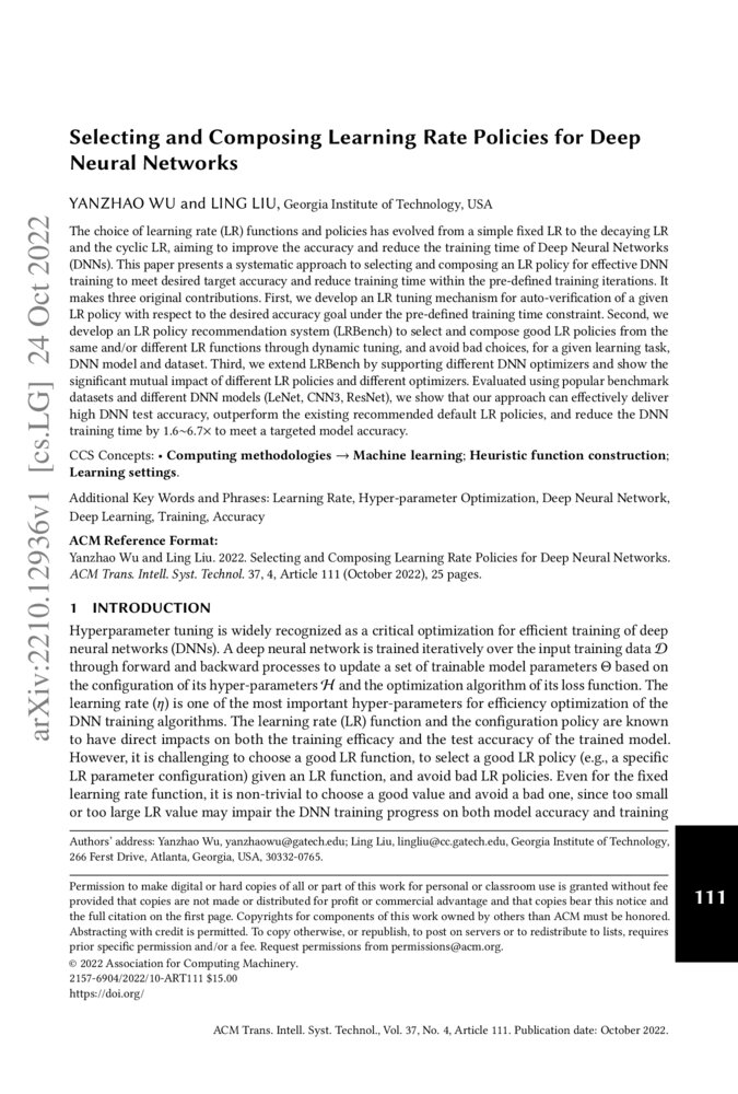 Selecting And Composing Learning Rate Policies For Deep Neural Networks Deepai