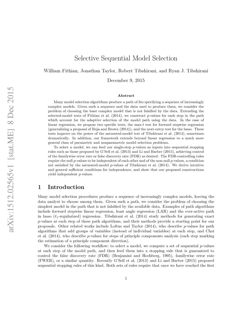 Selective Sequential Model Selection | DeepAI