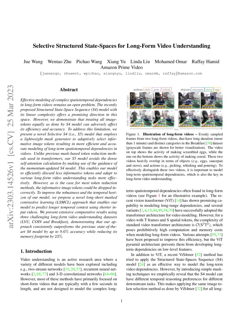 Selective Structured State-Spaces for Long-Form Video Understanding | DeepAI