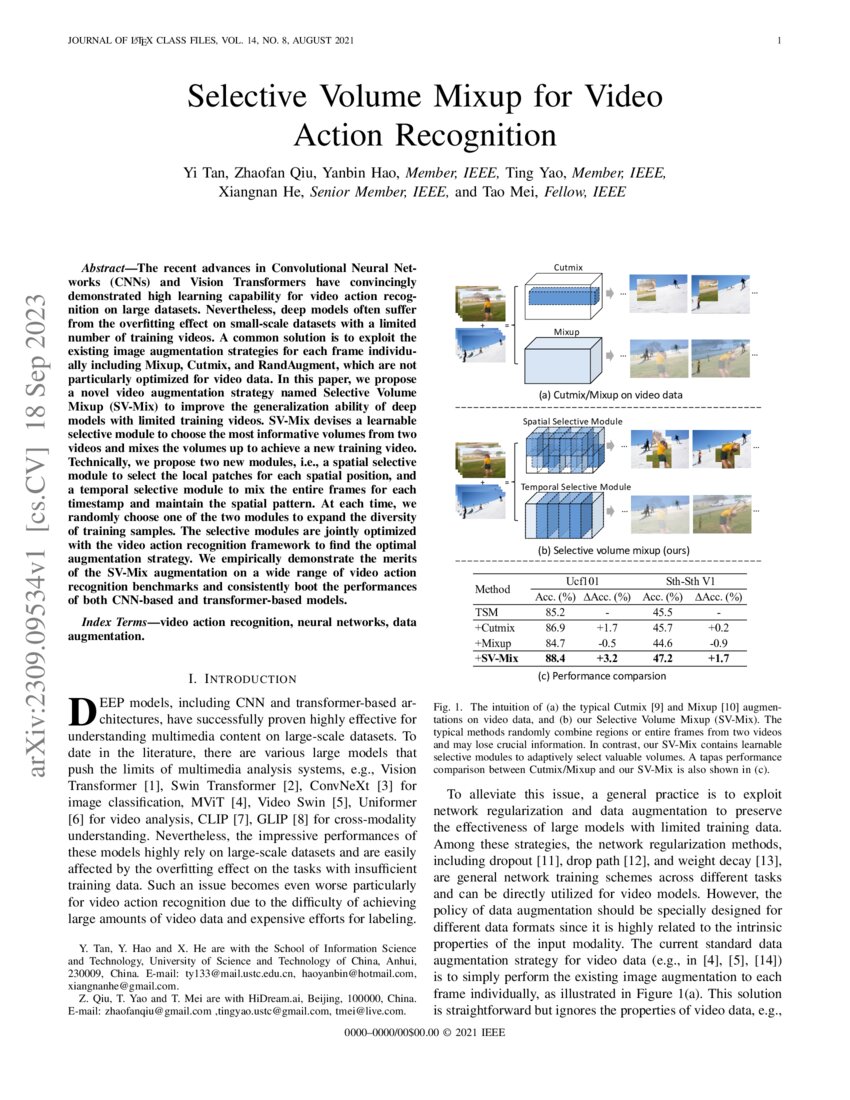 Selective Volume Mixup for Video Action Recognition | DeepAI