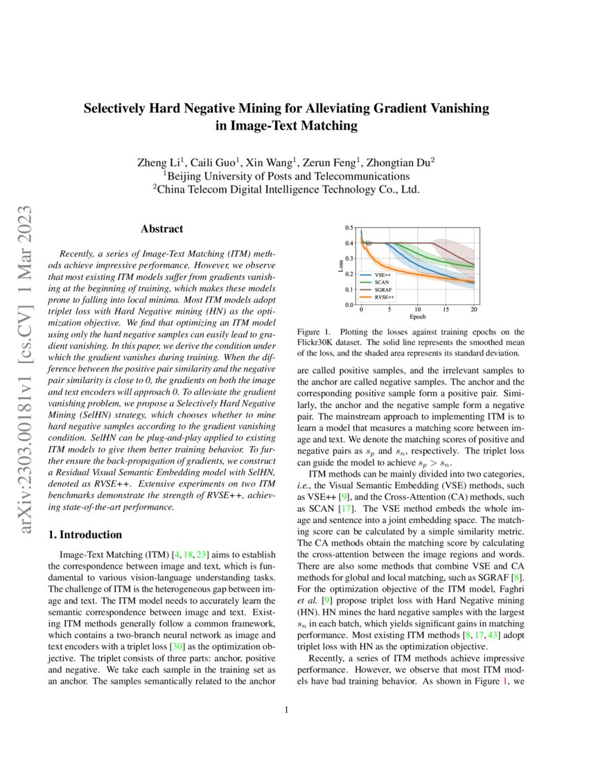 Selectively Hard Negative Mining for Alleviating Gradient Vanishing in Image-Text Matching | DeepAI