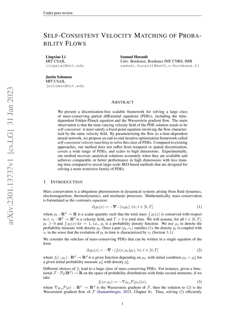 Self-Consistent Velocity Matching of Probability Flows | DeepAI
