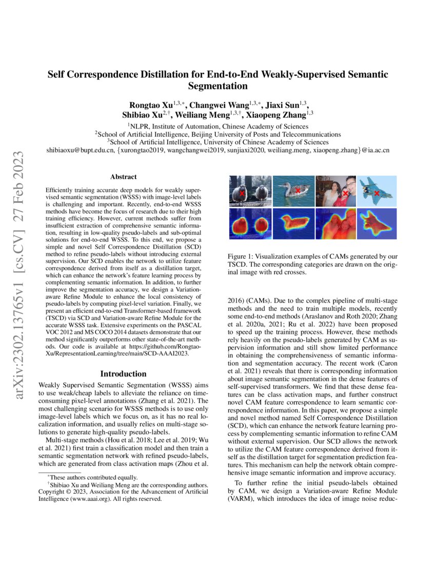 Self Correspondence Distillation for End-to-End Weakly-Supervised ... Self Correspondence Distillation for End-to-End Weakly-Supervised ...