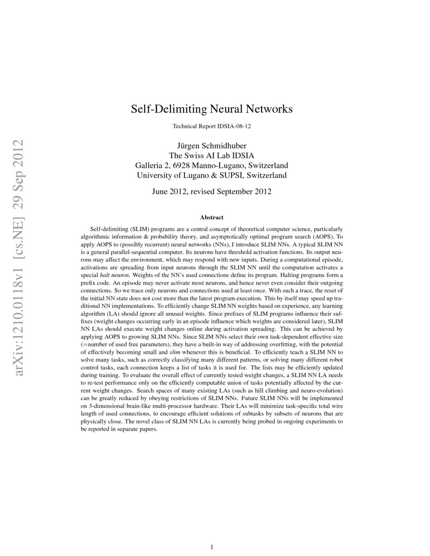 Self-Delimiting Neural Networks | DeepAI
