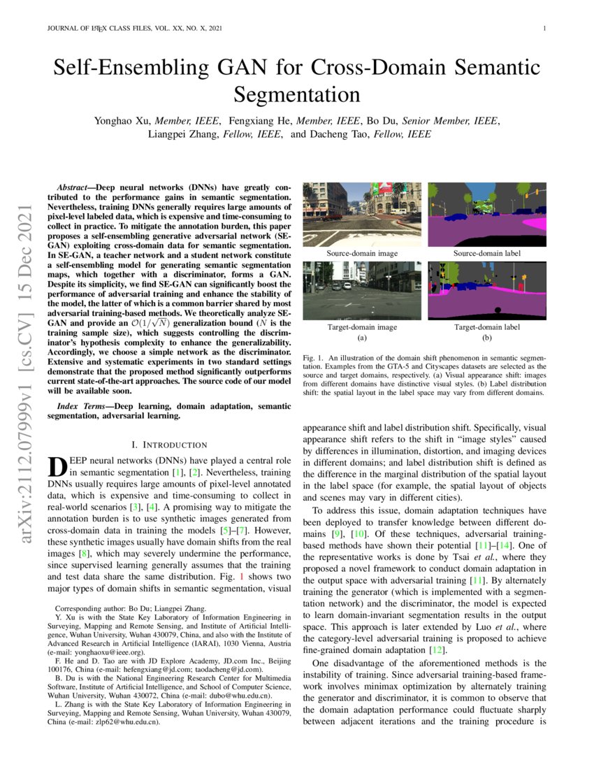 Self Ensembling Gan For Cross Domain Semantic Segmentation Deepai