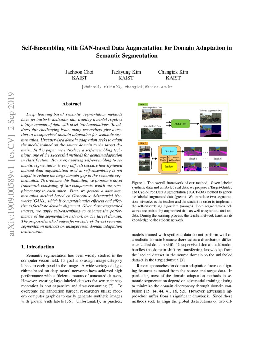 Self Ensembling With Gan Based Data Augmentation For Domain Adaptation In Semantic Segmentation