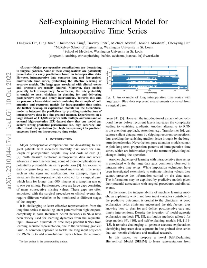 Self-explaining Hierarchical Model for Intraoperative Time Series | DeepAI