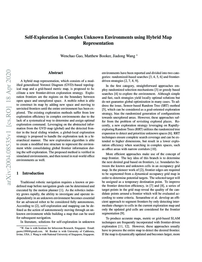 Self-Exploration in Complex Unknown Environments using Hybrid Map ...