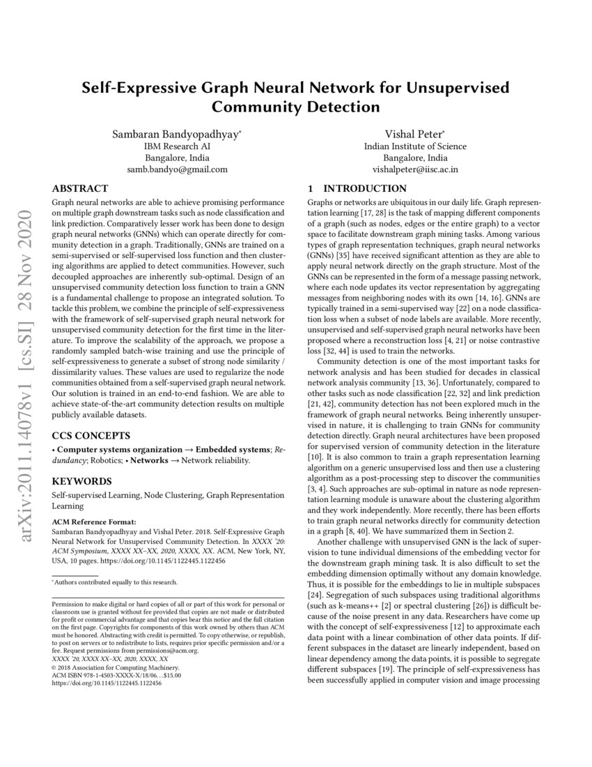 Self-Expressive Graph Neural Network for Unsupervised Community Detection | DeepAI