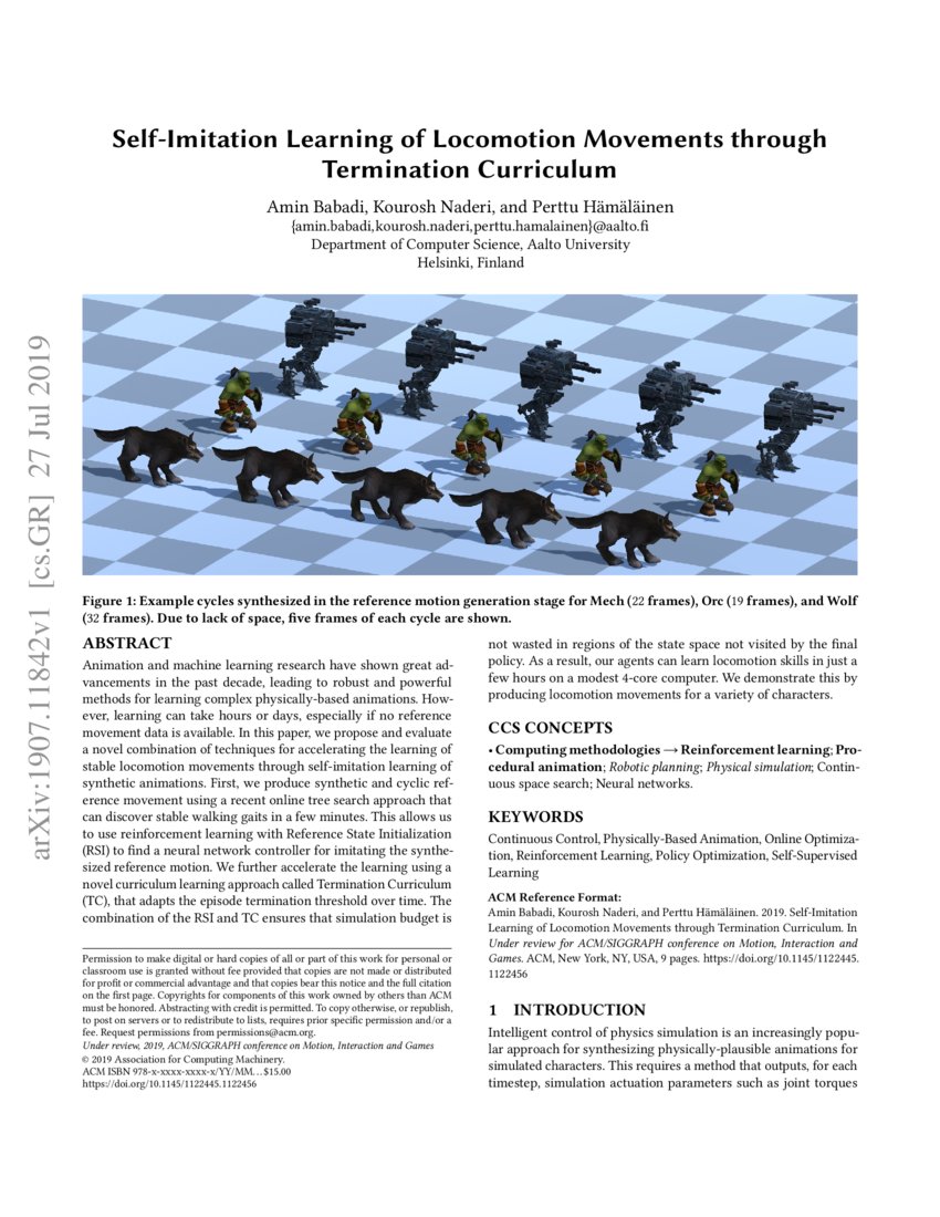 Self-Imitation Learning of Locomotion Movements through Termination ...