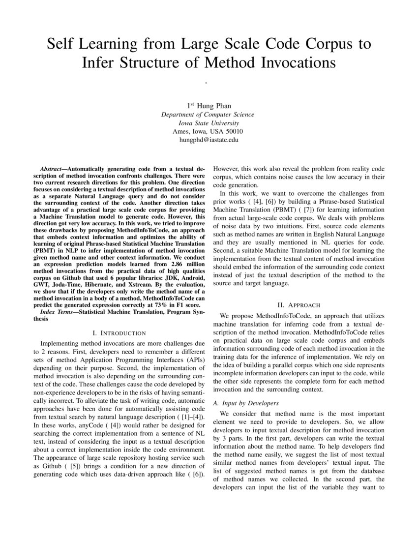Self Learning from Large Scale Code Corpus to Infer Structure of Method ...