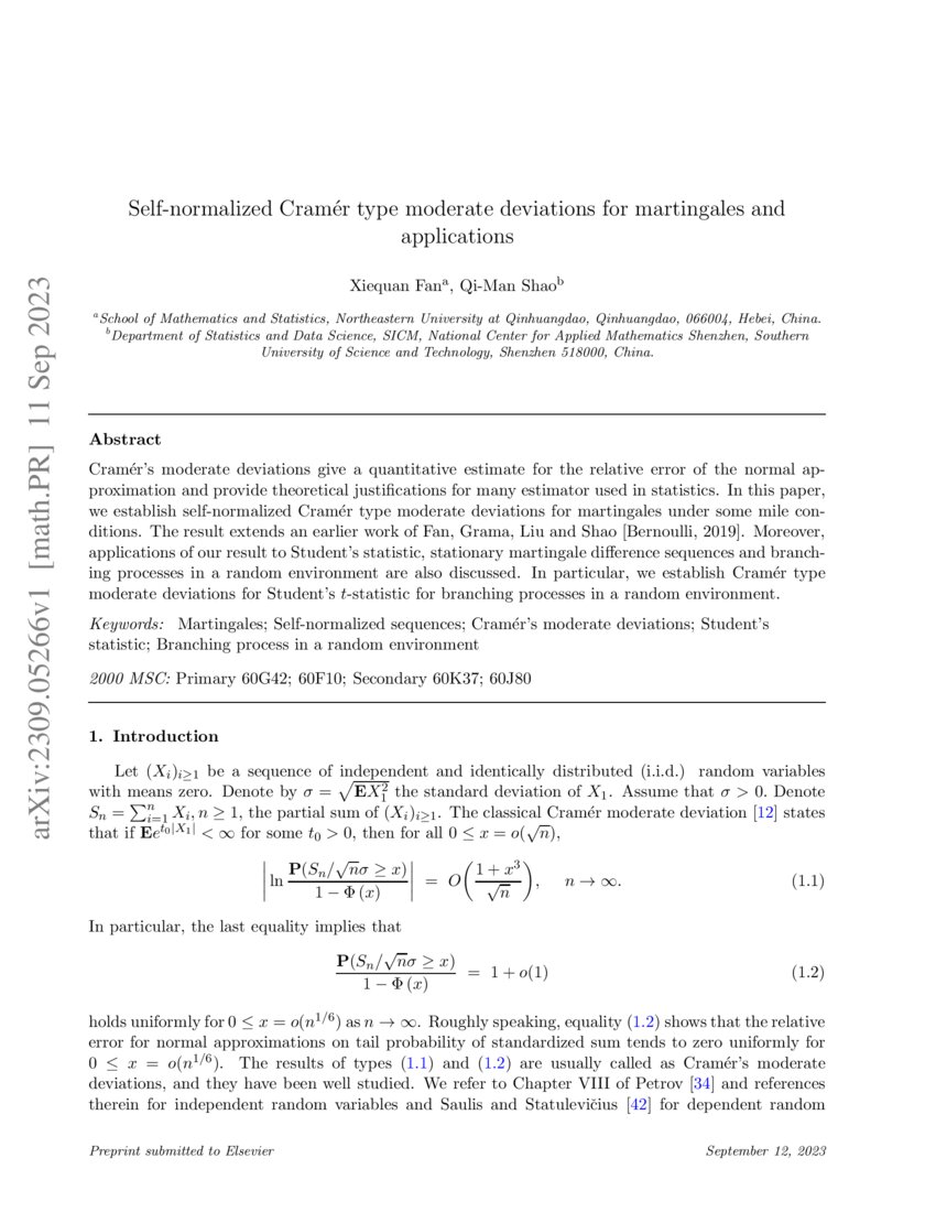 Self-normalized Cramér type moderate deviations for martingales and ...