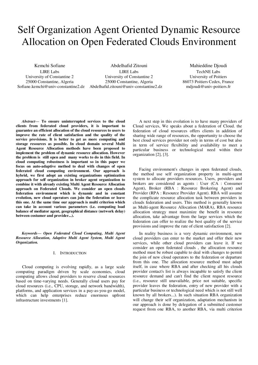 Self Organization Agent Oriented Dynamic Resource Allocation On Open 5832