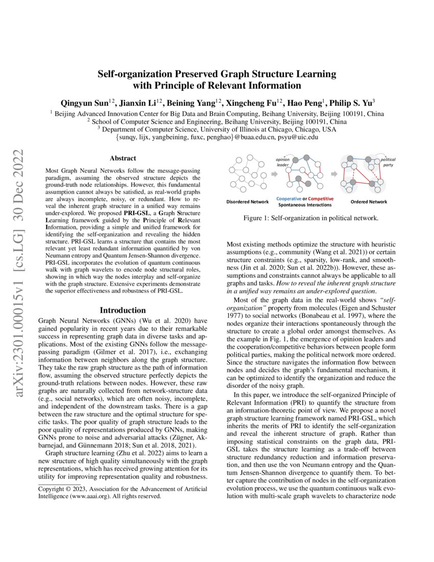Self-organization Preserved Graph Structure Learning with Principle of ... Self-organization Preserved Graph Structure Learning with Principle of ...