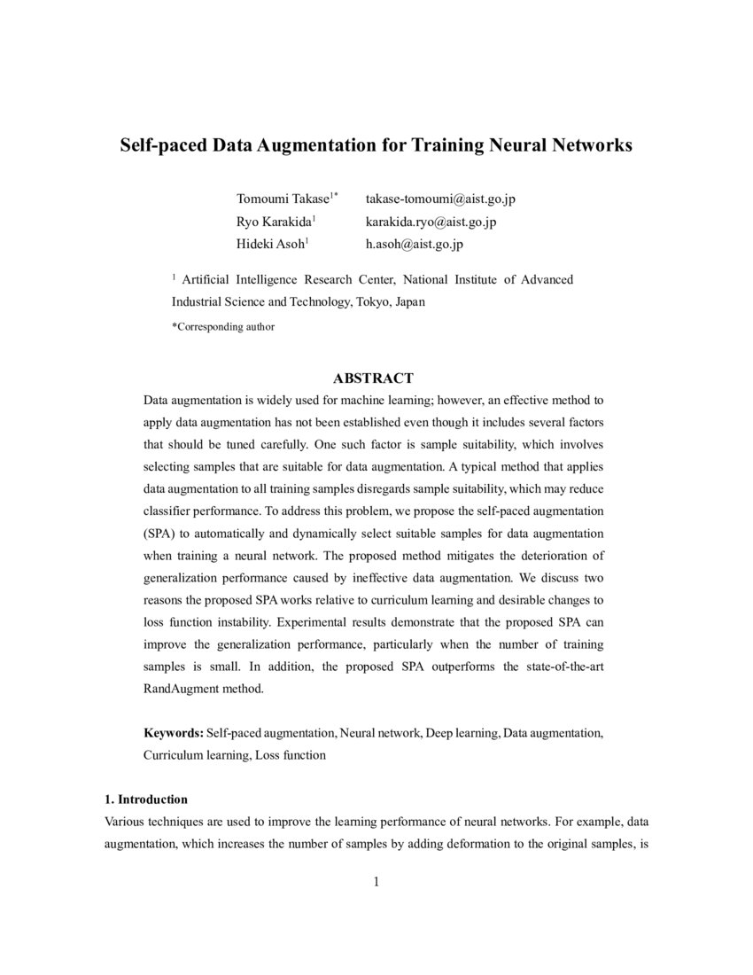 Self-paced Data Augmentation for Training Neural Networks | DeepAI