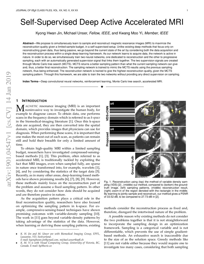 Self-Supervised Deep Active Accelerated MRI | DeepAI