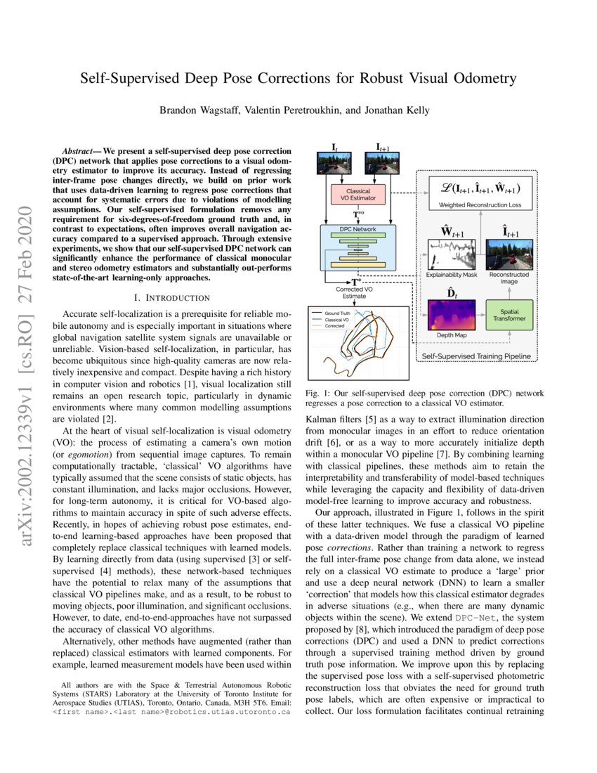Self-Supervised Deep Pose Corrections for Robust Visual Odometry | DeepAI