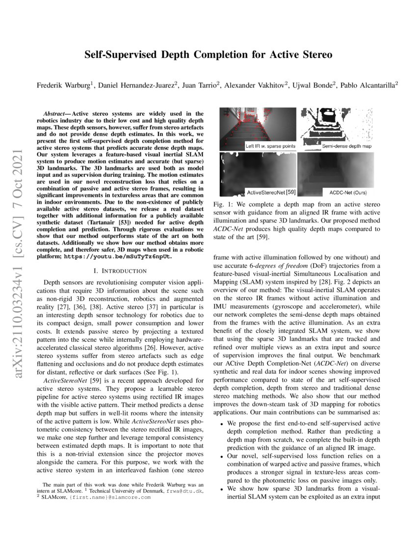 Self-Supervised Depth Completion for Active Stereo | DeepAI
