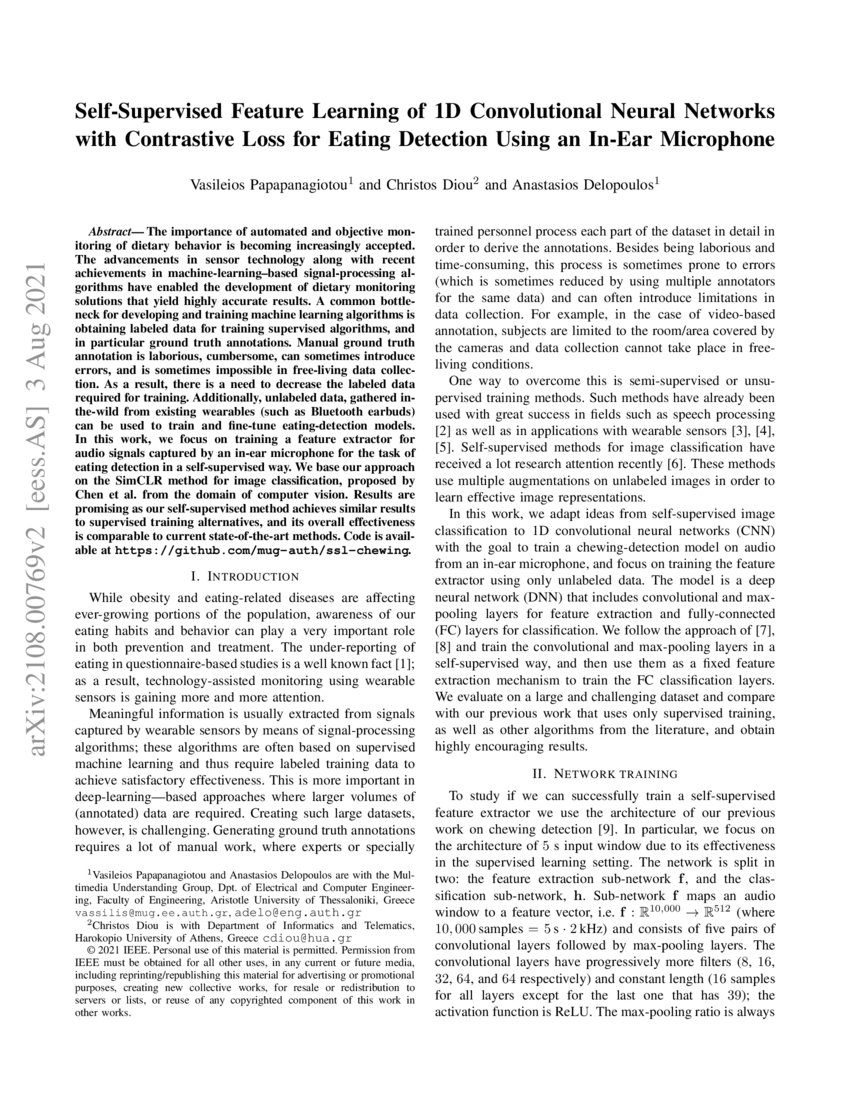 Self-Supervised Feature Learning of 1D Convolutional Neural Networks ...