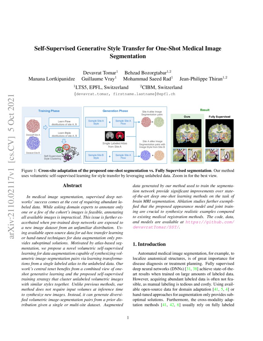 Self-Supervised Generative Style Transfer for One-Shot Medical Image ... Self-Supervised Generative Style Transfer for One-Shot Medical Image ...