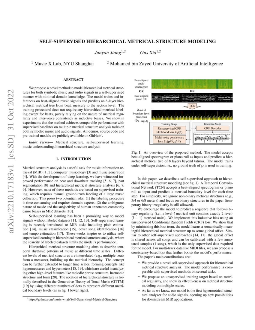 Self-Supervised Hierarchical Metrical Structure Modeling | DeepAI