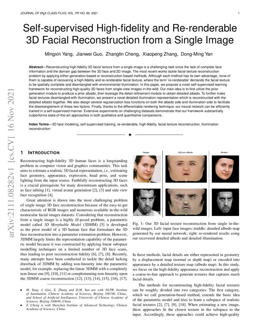 Self-supervised High-fidelity and Re-renderable 3D Facial ...