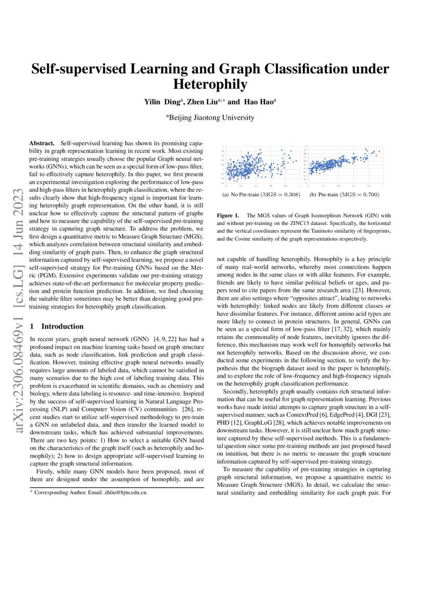 Self-supervised Learning and Graph Classification under Heterophily | DeepAI