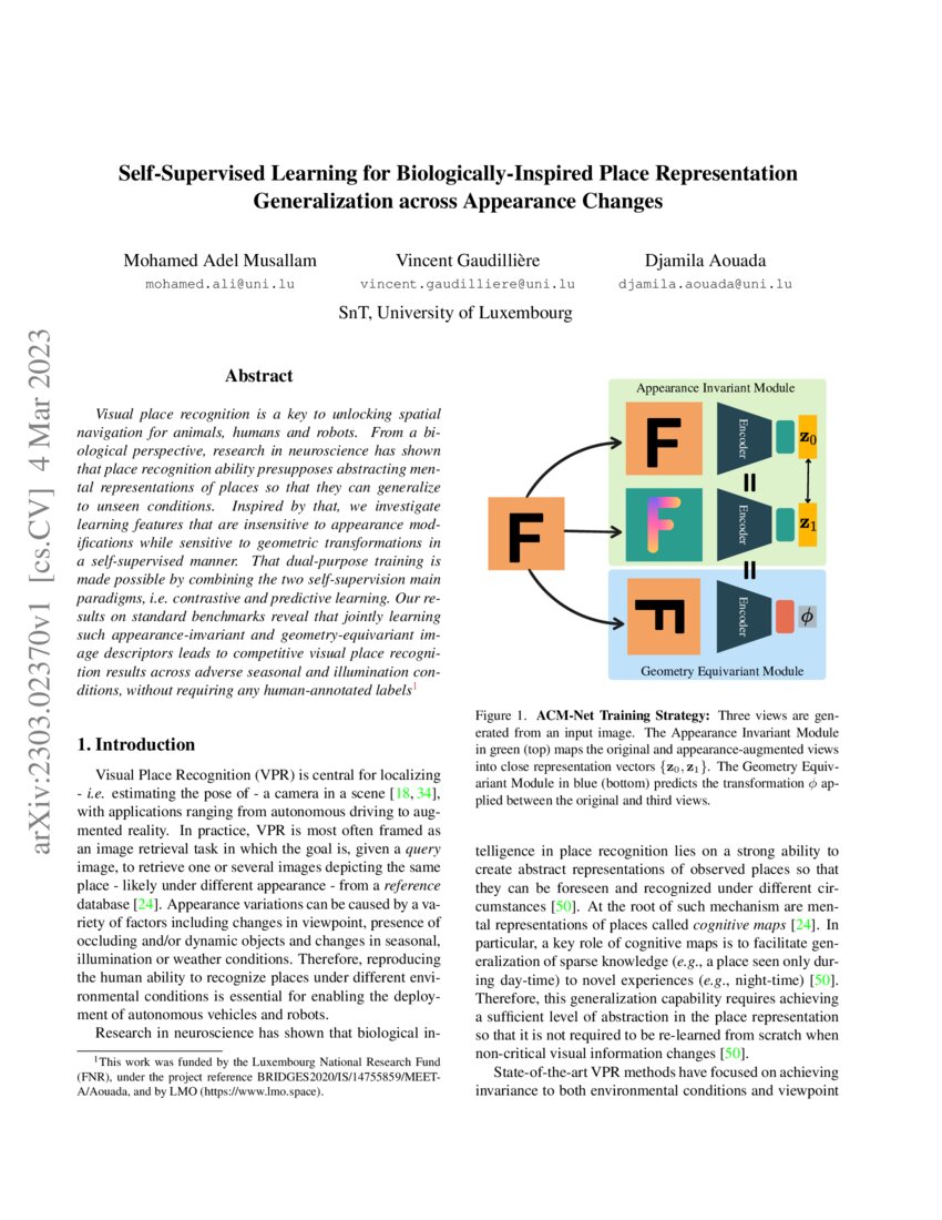 Self-Supervised Learning for Biologically-Inspired Place Representation Generalization across ...