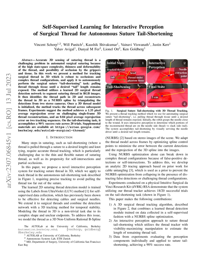 Self-Supervised Learning for Interactive Perception of Surgical Thread for Autonomous Suture ...